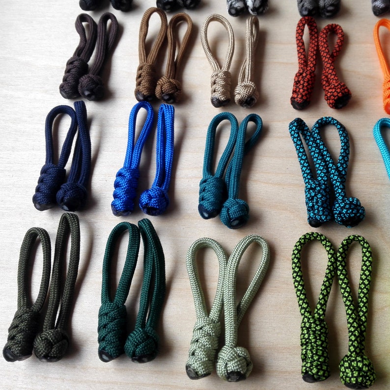 Set of 5 in 31 Colours, Custom Zipper Pull, Paracord Dimond Zipper Pull ...