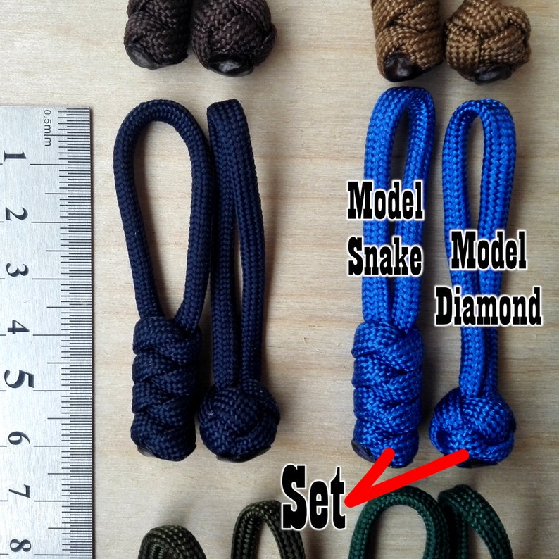 Set of 5 in 31 Colours, Custom Zipper Pull, Paracord Dimond Zipper Pull ...