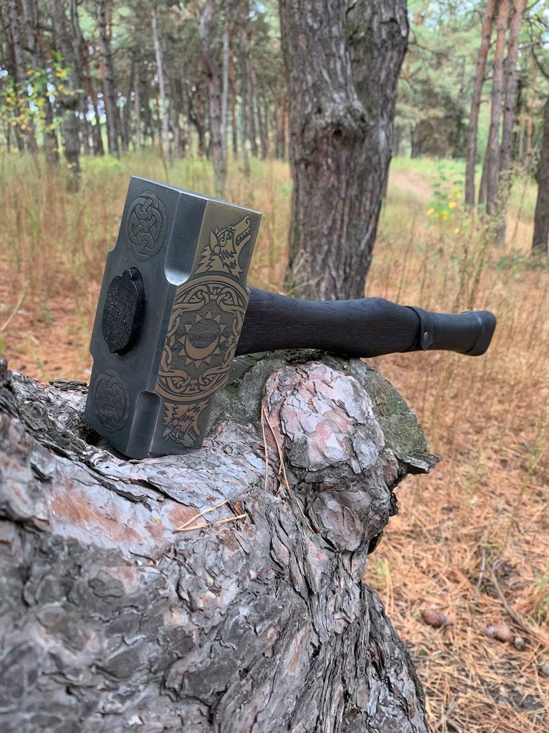Thor Runic Nordic Carbon Hammerhand Forged Hammer - Etsy