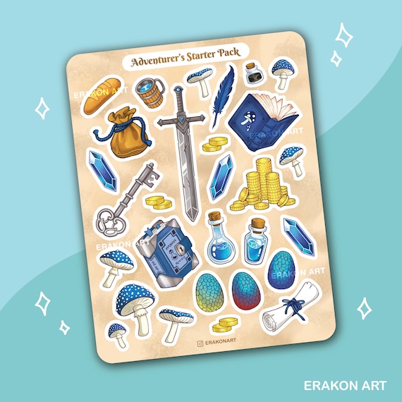 Adventurer's Starter Pack Vinyl Sticker Sheet blue - Etsy