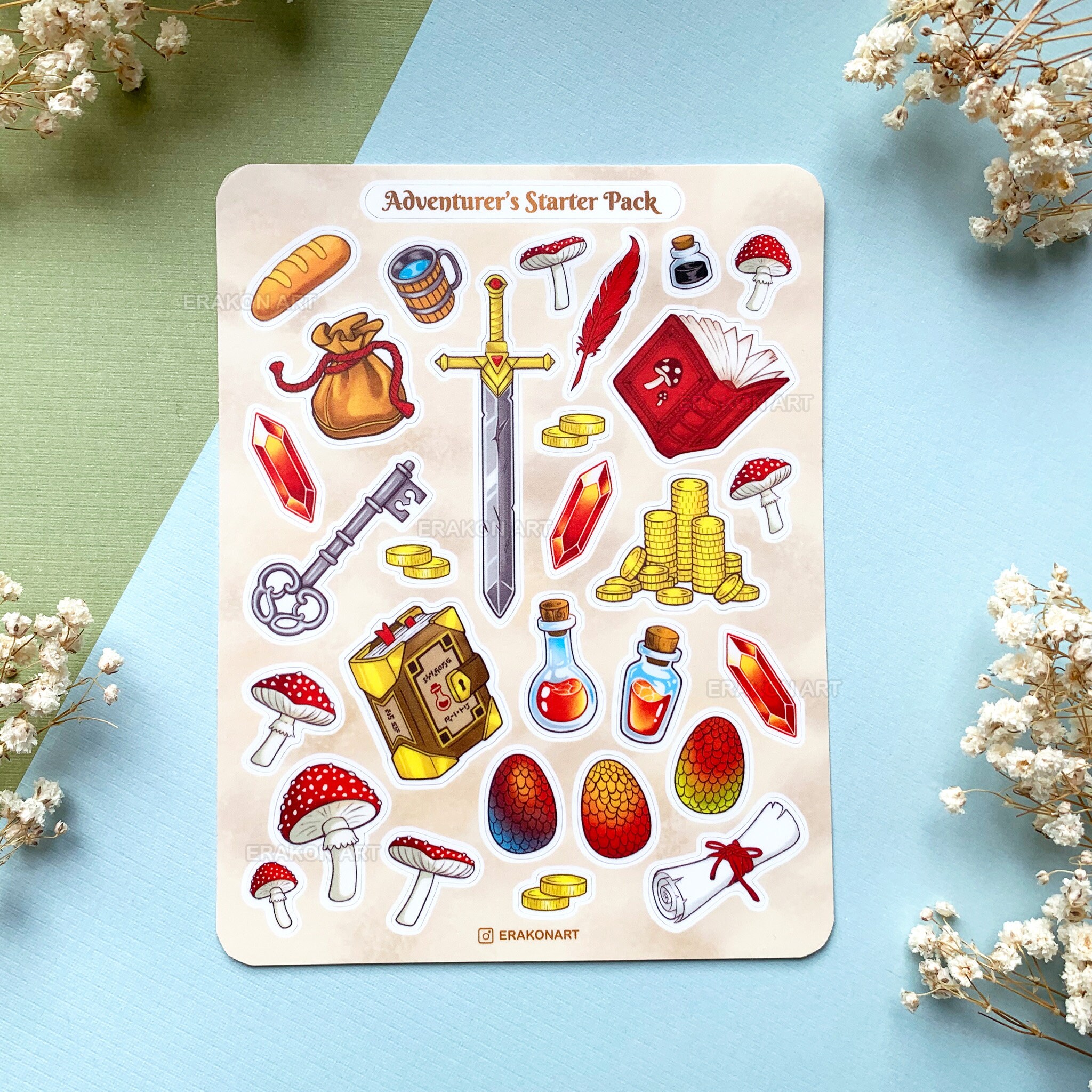 Adventurer's Starter Pack Vinyl Sticker Sheet (red) | Fantasy Adventure ...