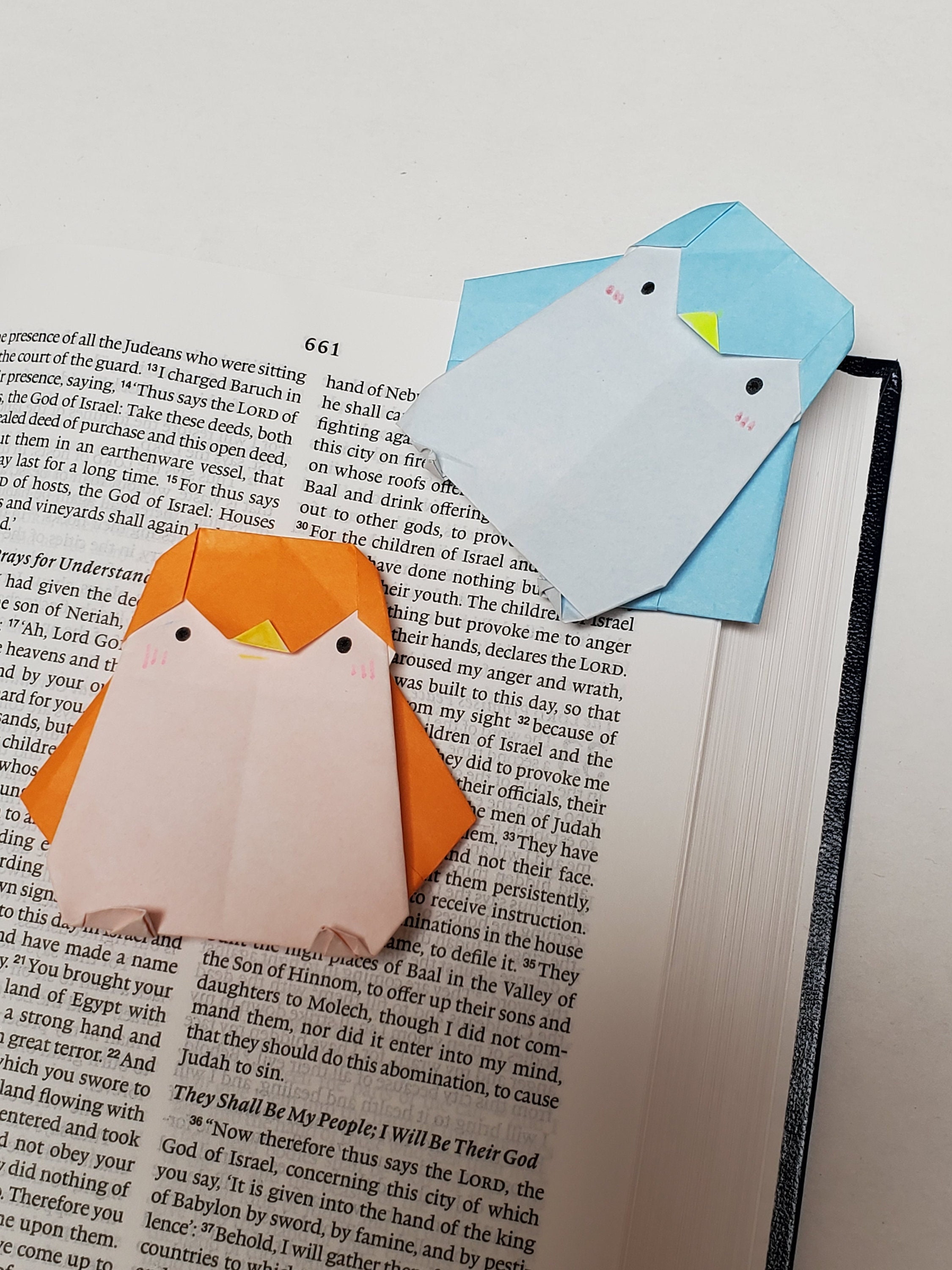 Origami Corner Bookmark (set of 2) Penguin, Morning Glory, Kimono ...