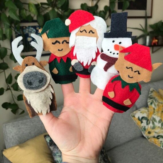 Santa Claus Felt Finger Puppet Patterns Four Christmas - Etsy