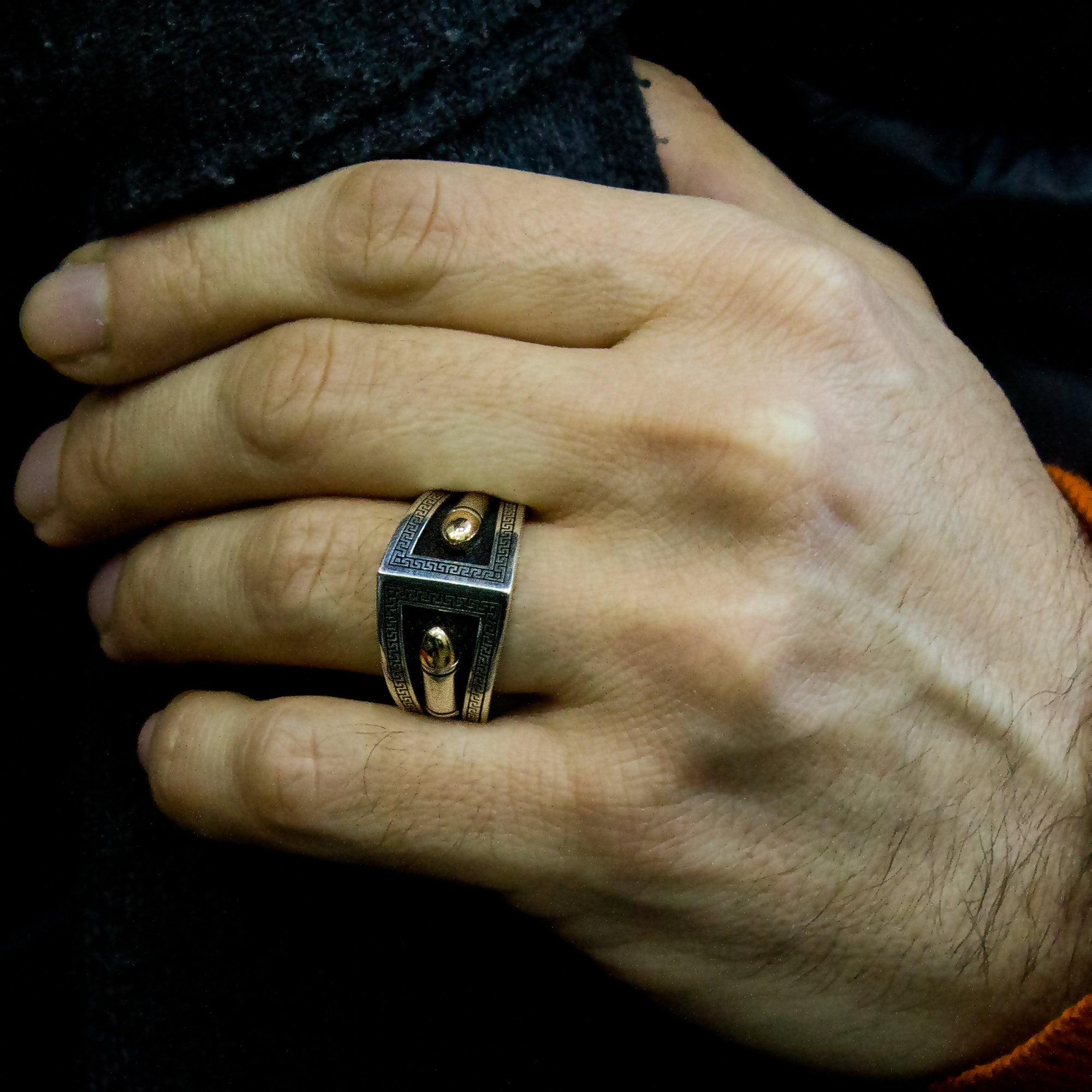 Bullet Ring, Men's Sterling Silver Bronze Bullet Ring, 925K Sterling ...