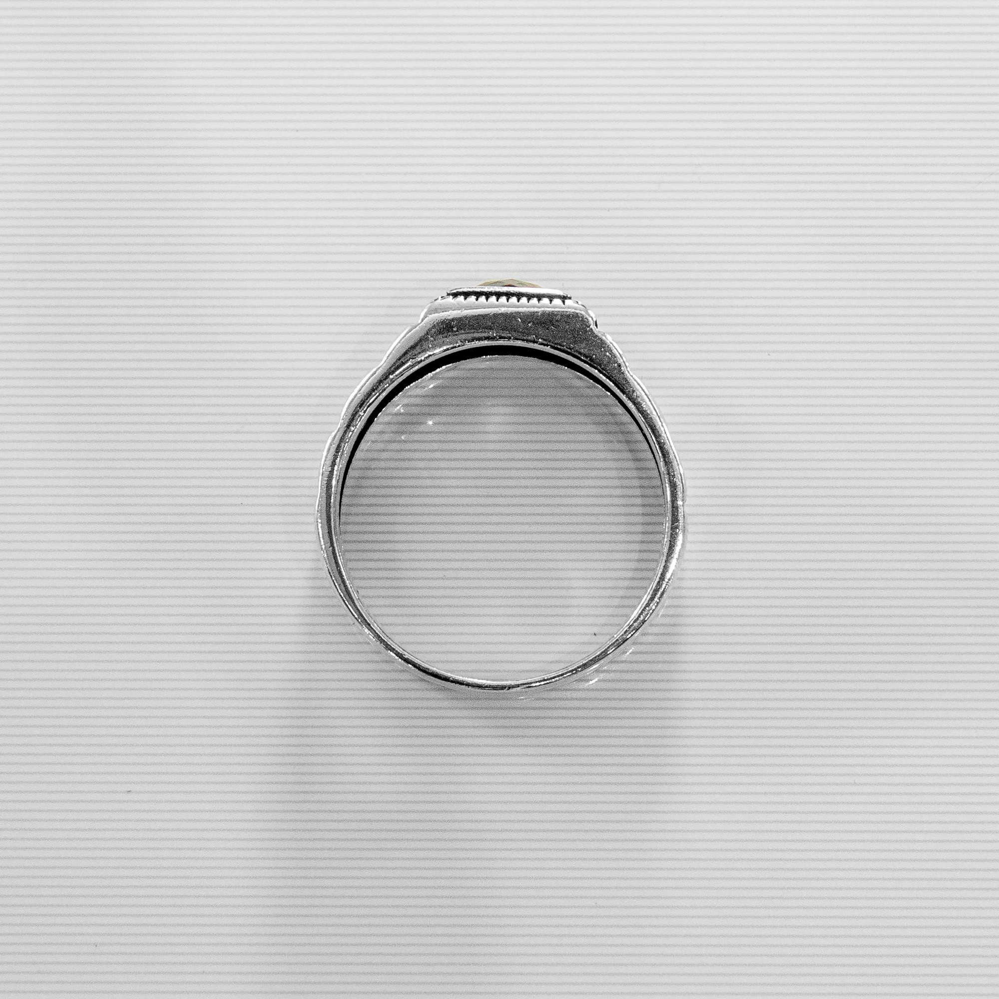 Sterling Silver Men's Ring: Red Square Signet With Synthetic Ruby - Etsy