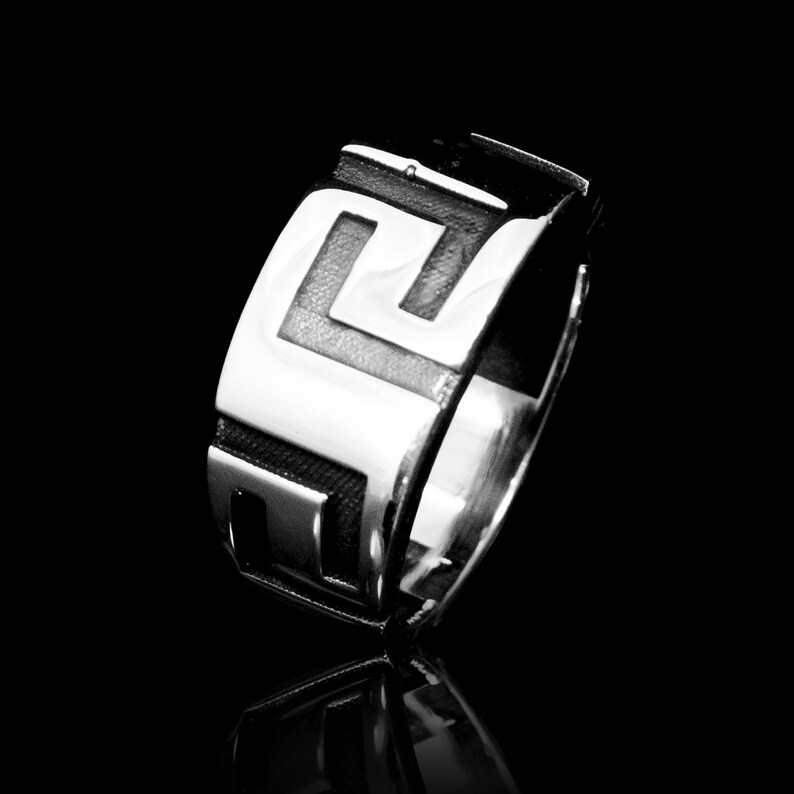 925k Solid Sterling Silver Greek Key Design Ring, Greek Key, Greek Ring ...