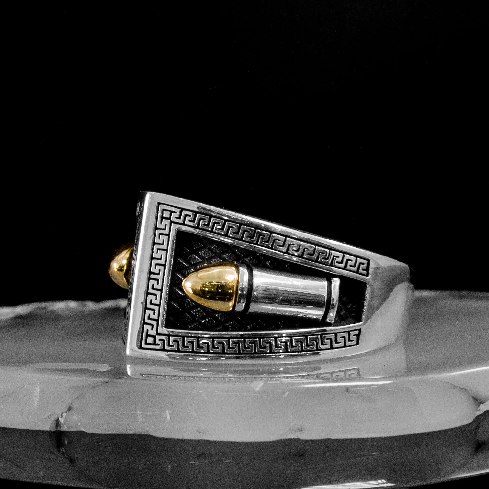 Bullet Ring, Men's Sterling Silver Bronze Bullet Ring, 925K Sterling ...