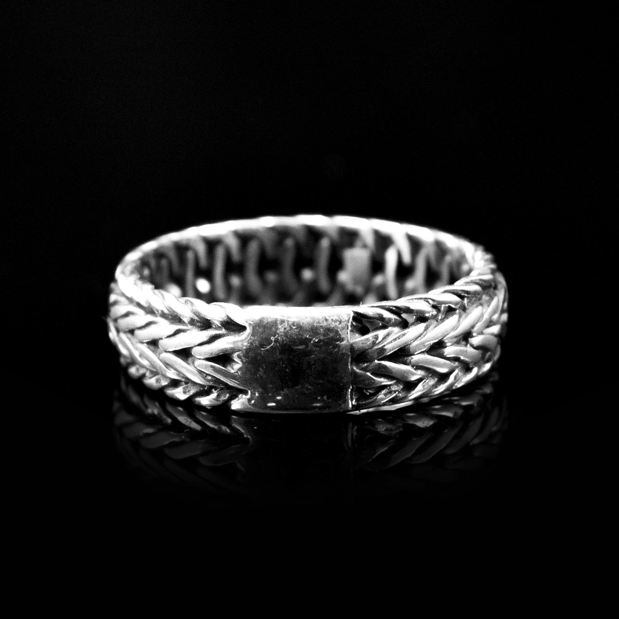 Foxtail Pattern Sterling Silver Band Ring, Sterling Silver Foxtail ...