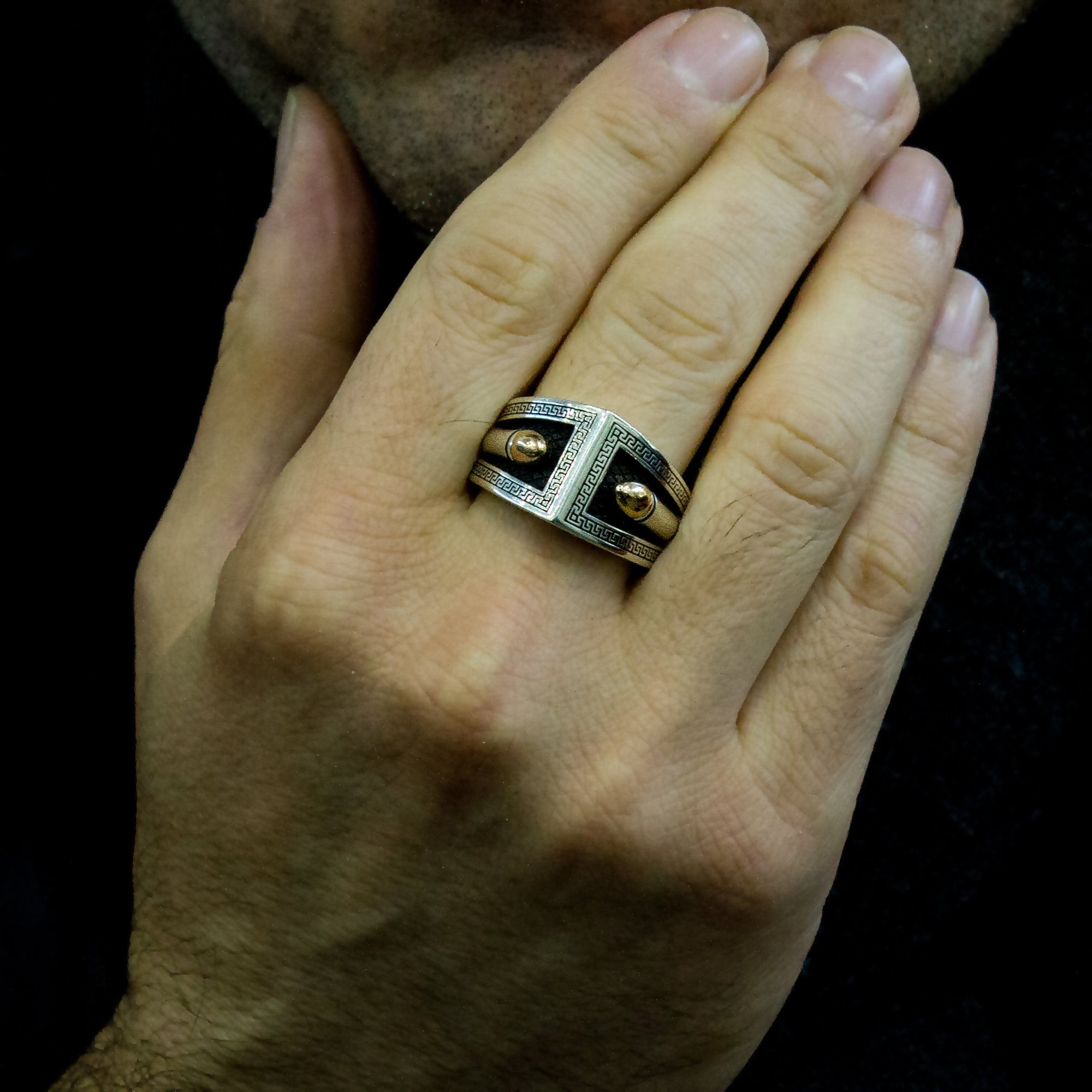 Bullet Ring, Men's Sterling Silver Bronze Bullet Ring, 925K Sterling ...