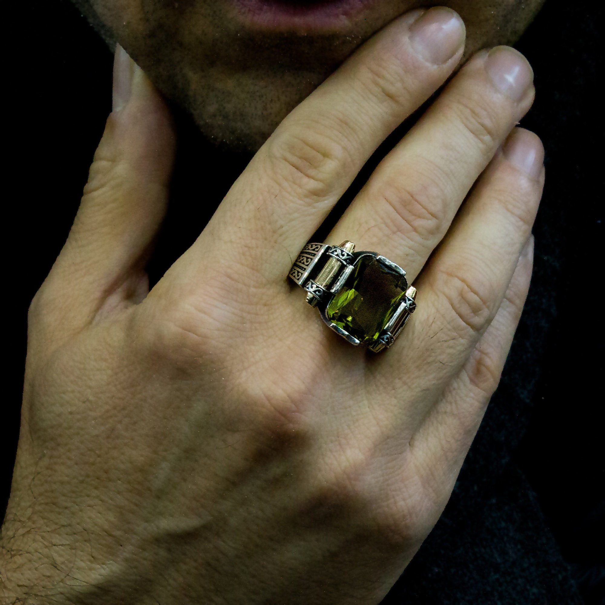 Color Changing Stone in Sultanite Ring, Emerald Cut Stone, Handmade ...