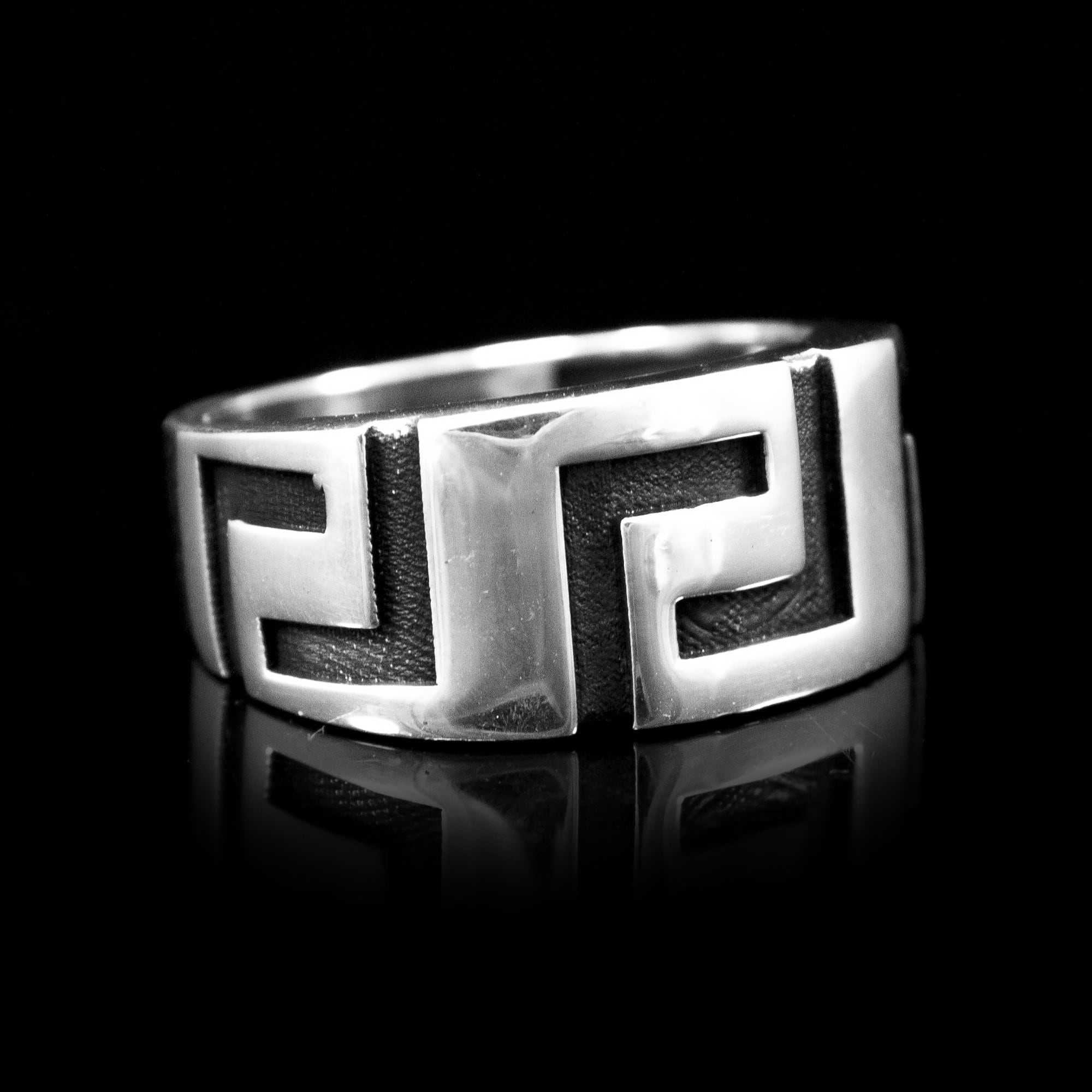 925k Solid Sterling Silver Greek Key Design Ring, Greek Key, Greek Ring ...