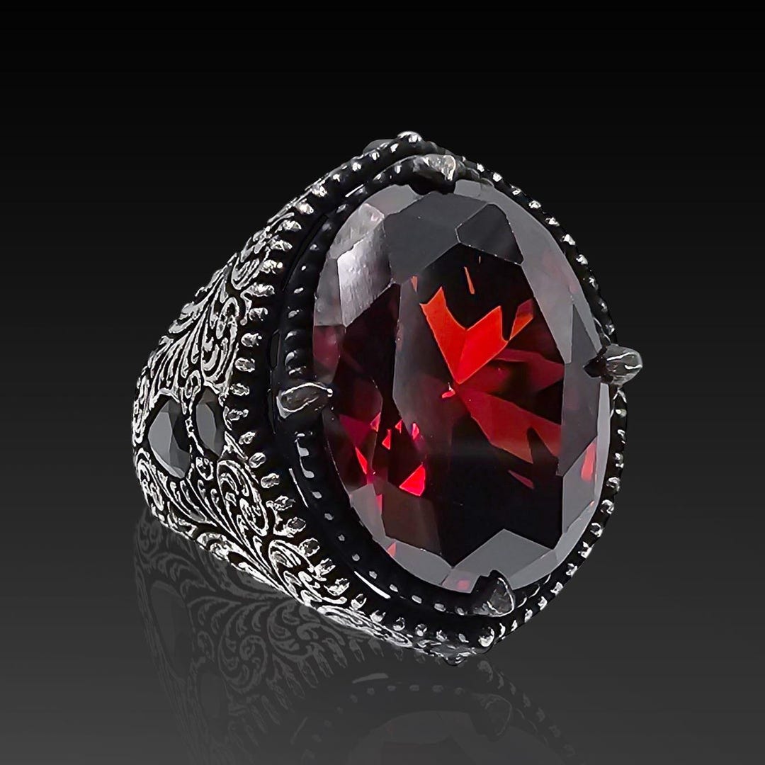 Red Ruby Statement Ring, Mens Handmade Ring, 925 Sterling Silver Men ...