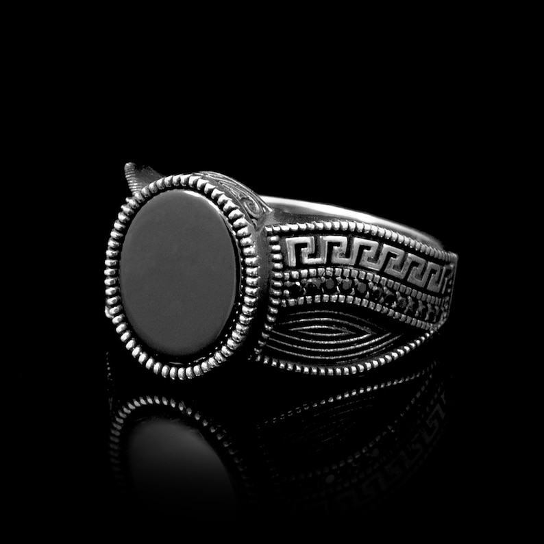 925 Sterling Silver Greek Key Pattern Rings for Men, Greek Key Ring ...