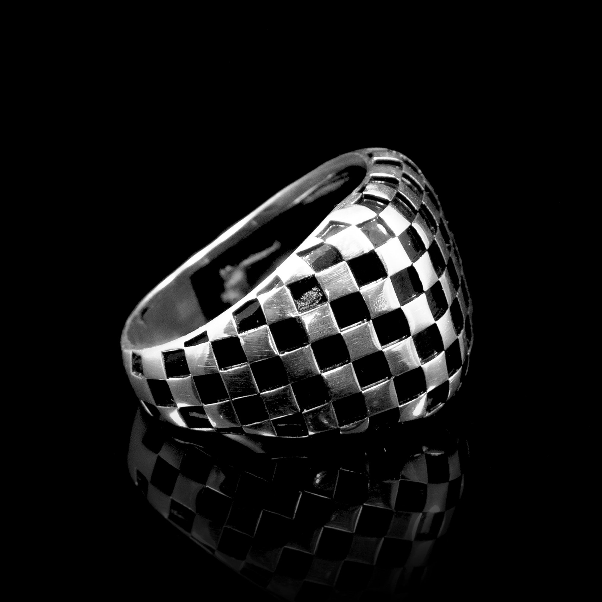 925 Sterling Silver Chess Board Pattern Rings for Men, Chess Board Ring ...
