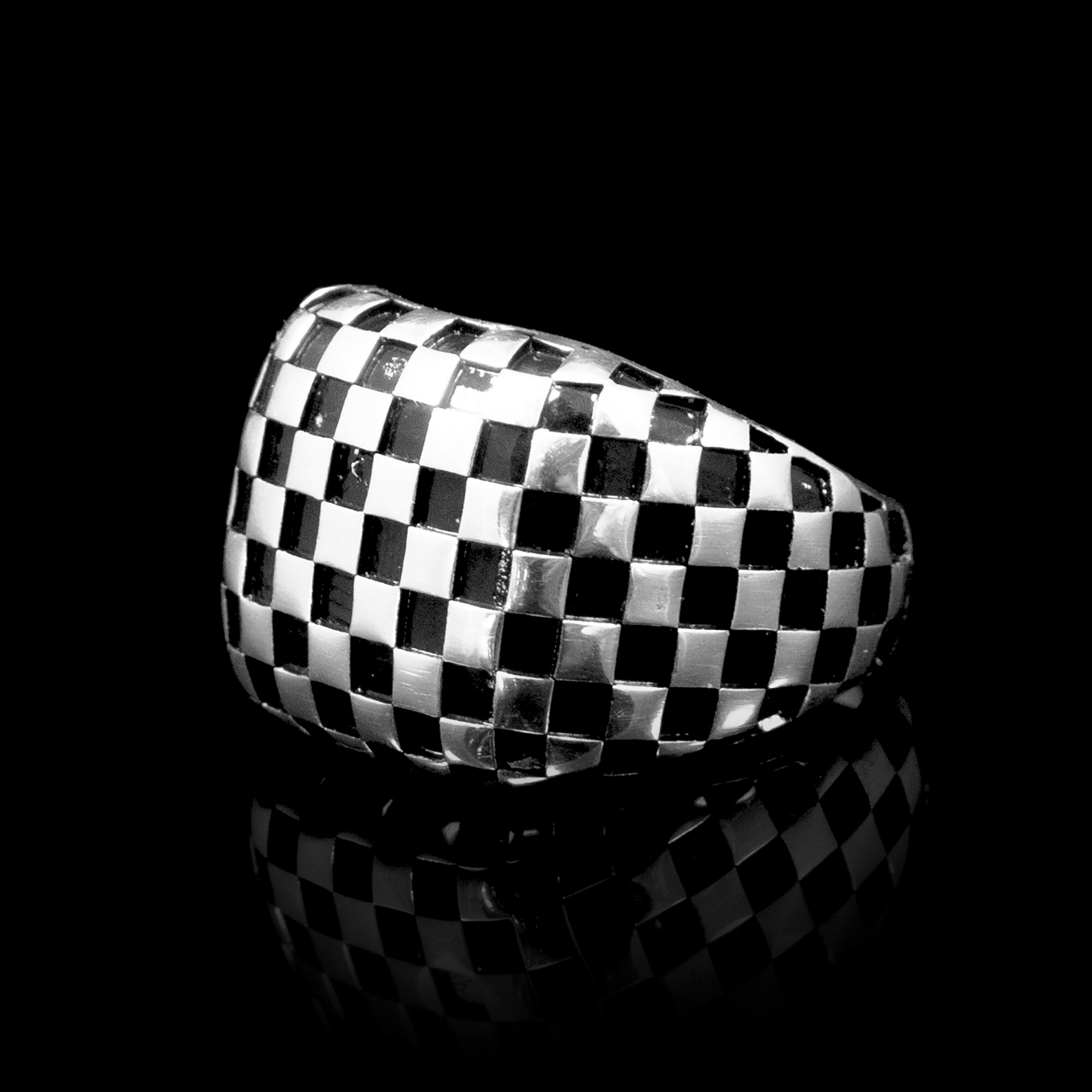 925 Sterling Silver Chess Board Pattern Rings for Men, Chess Board Ring ...