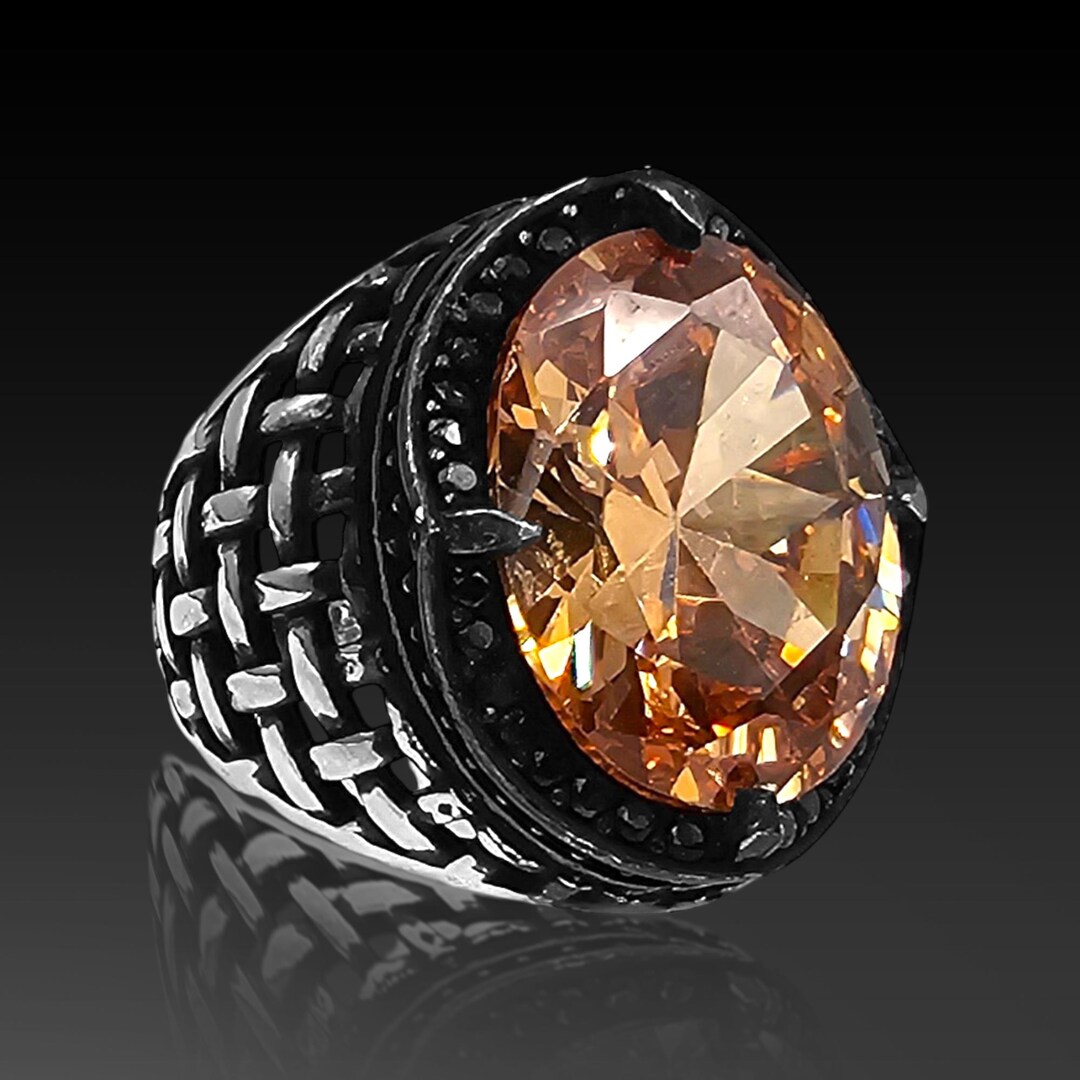 Yellow Citrine 925 Sterling Silver Ring for Men Unique Gift for Him ...