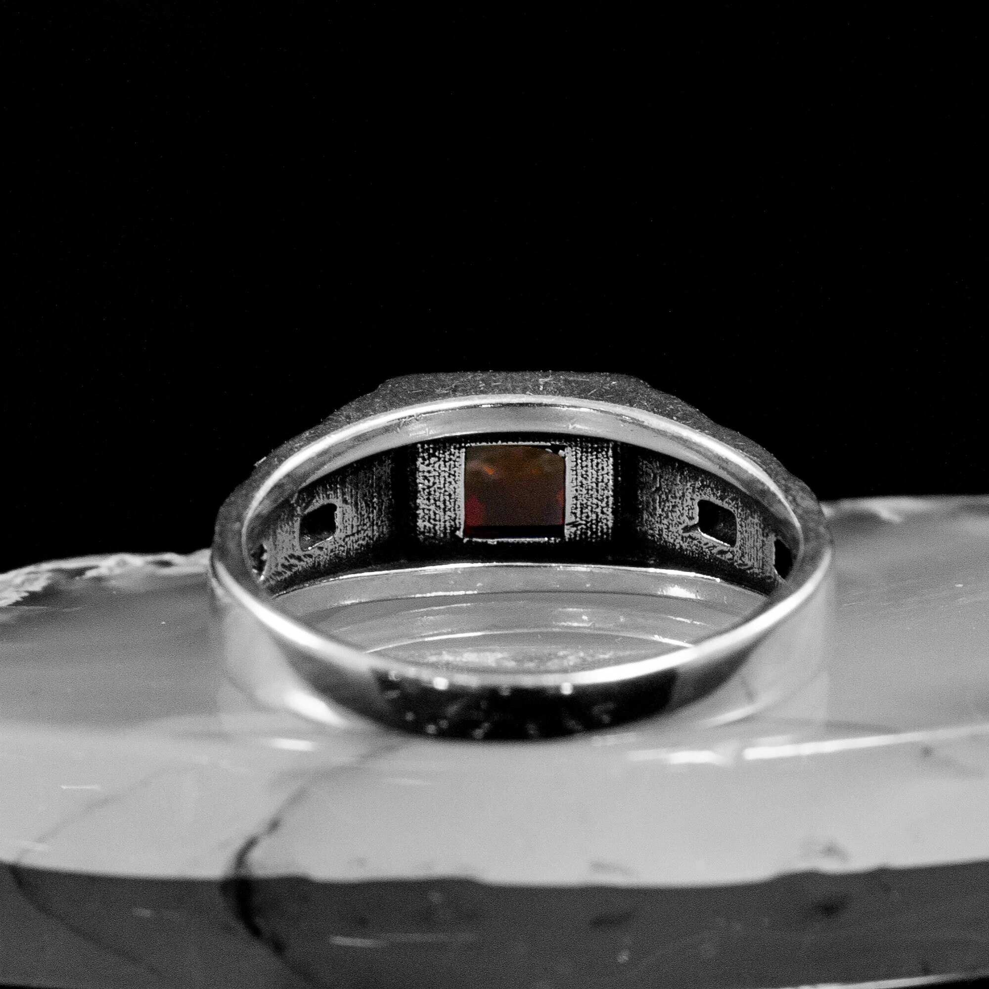 Sterling Silver Men's Ring: Red Square Signet With Synthetic Ruby - Etsy