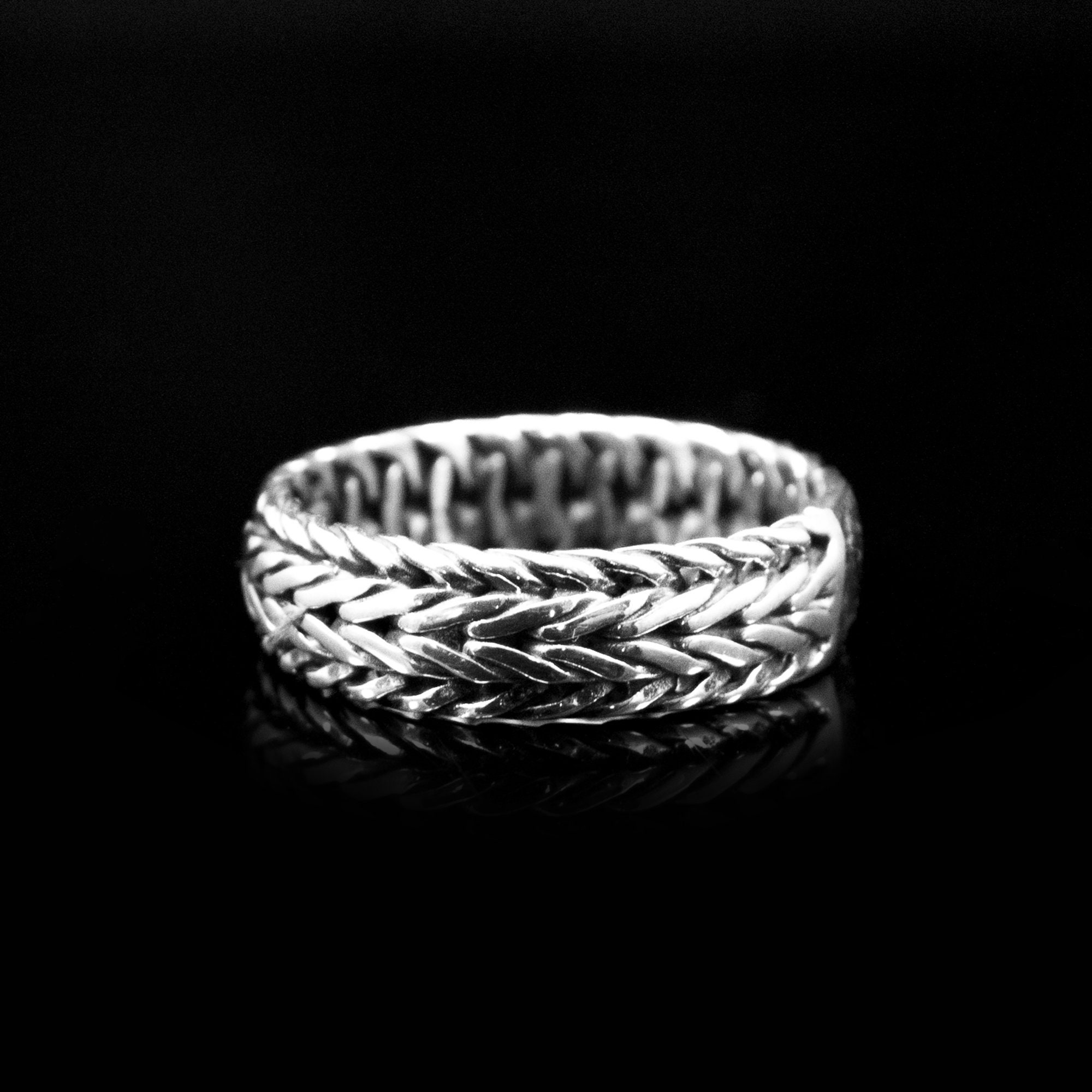 Foxtail Pattern Sterling Silver Band Ring, Sterling Silver Foxtail ...