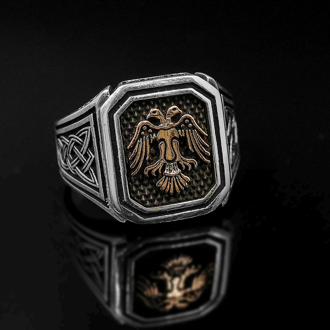 Sterling Silver Double-headed Eagle Ring: Celtic Warrior Design - Etsy