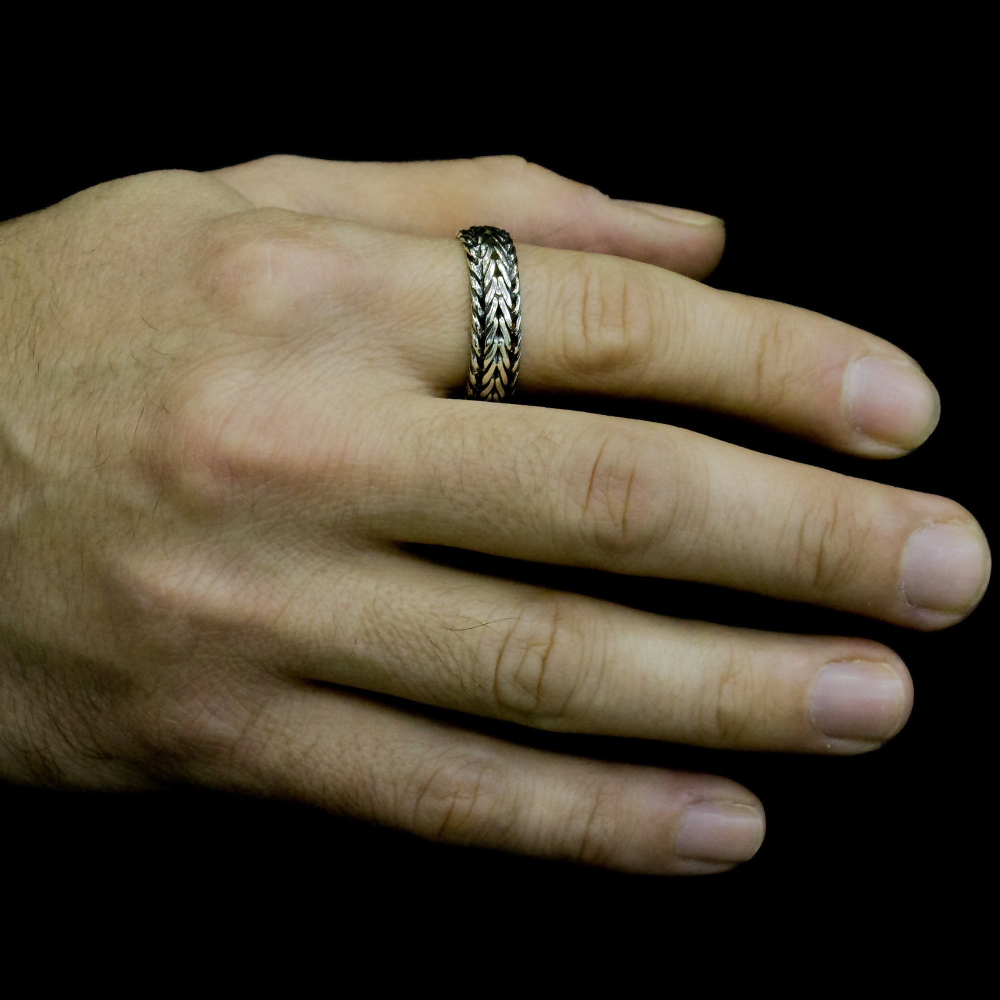 Foxtail Pattern Sterling Silver Band Ring, Sterling Silver Foxtail ...