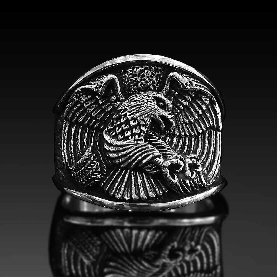 Handmade Sterling Silver American Eagle Biker Ring - Etsy