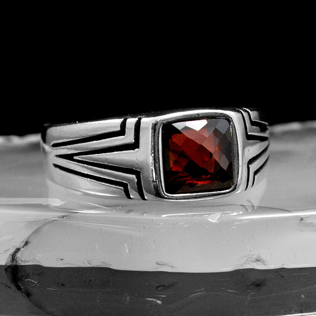 Red Ruby Ring, Men Silver Ring, Handmade Men Ring, Knight Ring, Vintage ...