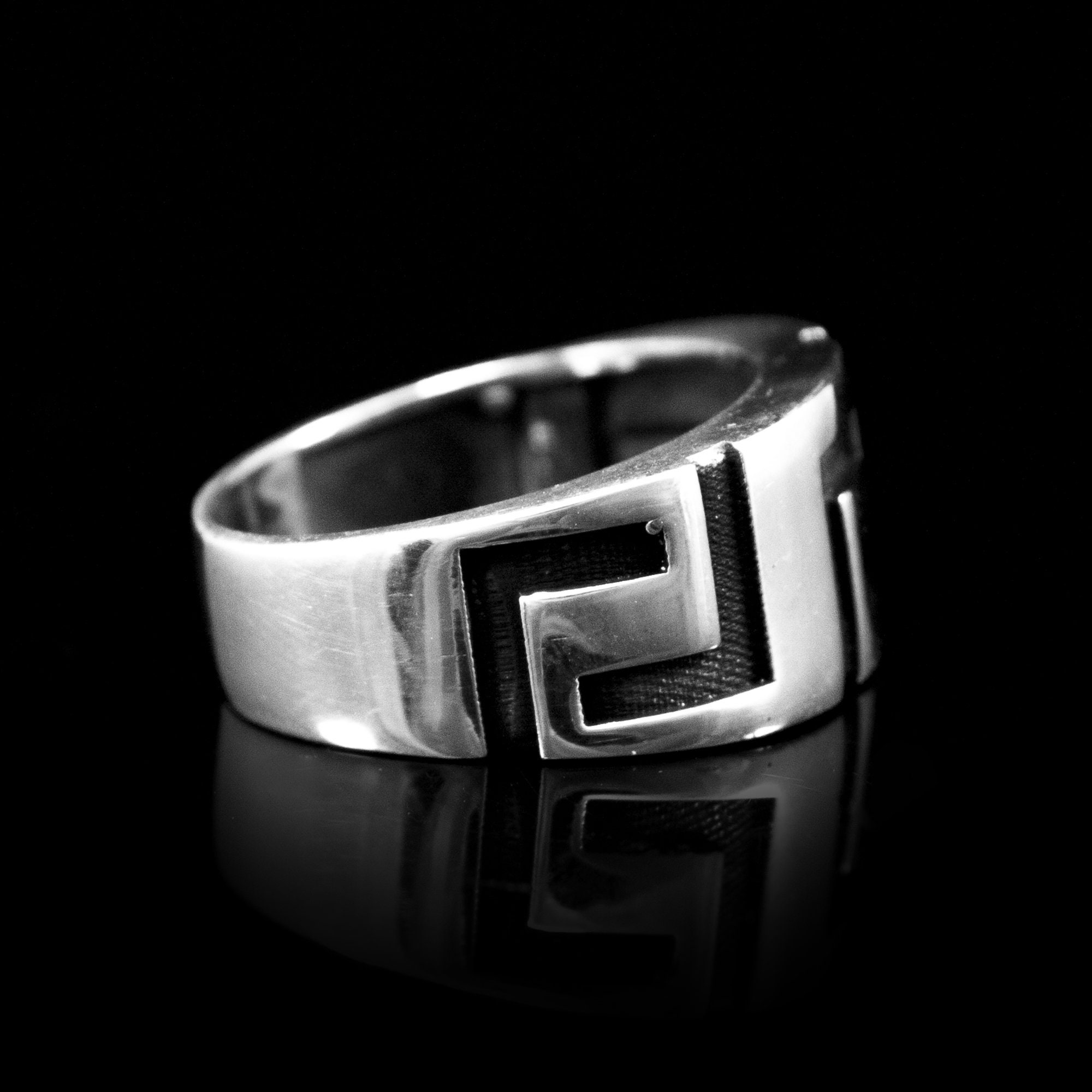 925k Solid Sterling Silver Greek Key Design Ring, Greek Key, Greek Ring ...