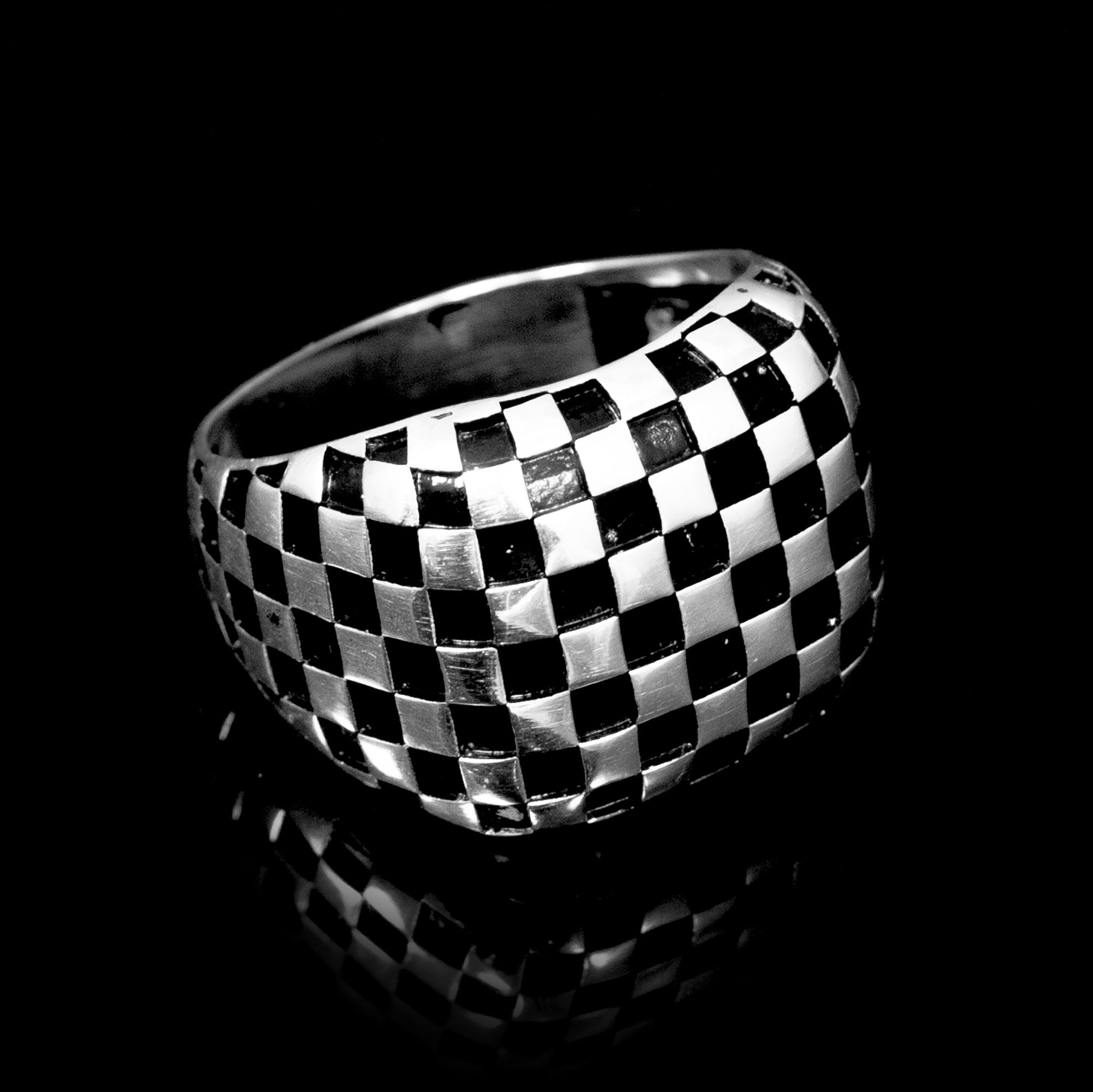 925 Sterling Silver Chess Board Pattern Rings for Men, Chess Board Ring ...