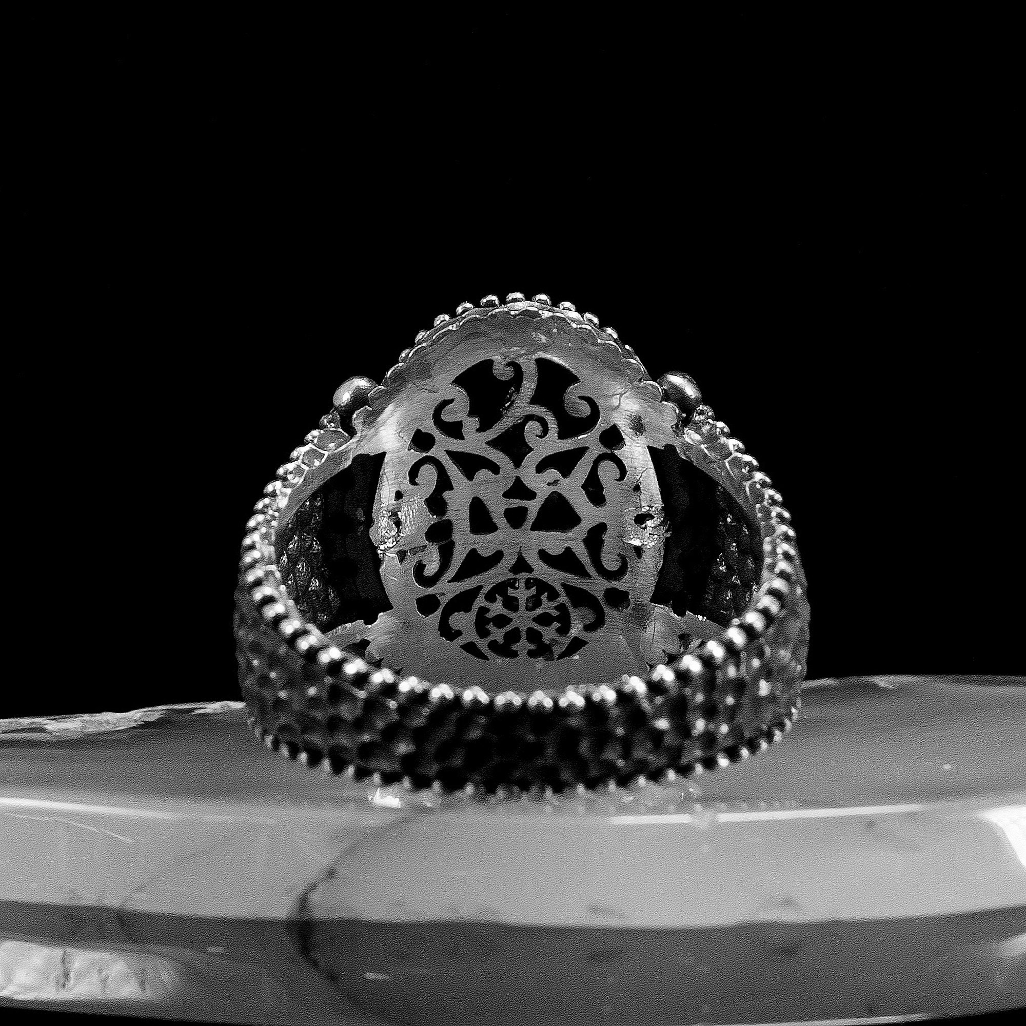 925 Sterling Silver North Star Pattern Rings for Men, Ottoman Ring ...