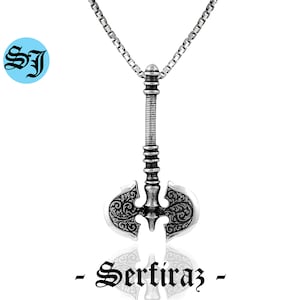 925 Sterling Silver Battle Axe Necklace, Mens Necklace, Gothic Necklace ...