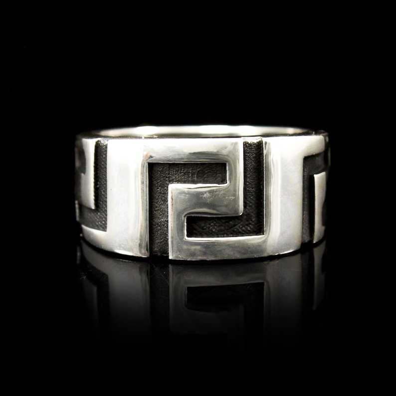 925k Solid Sterling Silver Greek Key Design Ring, Greek Key, Greek Ring ...