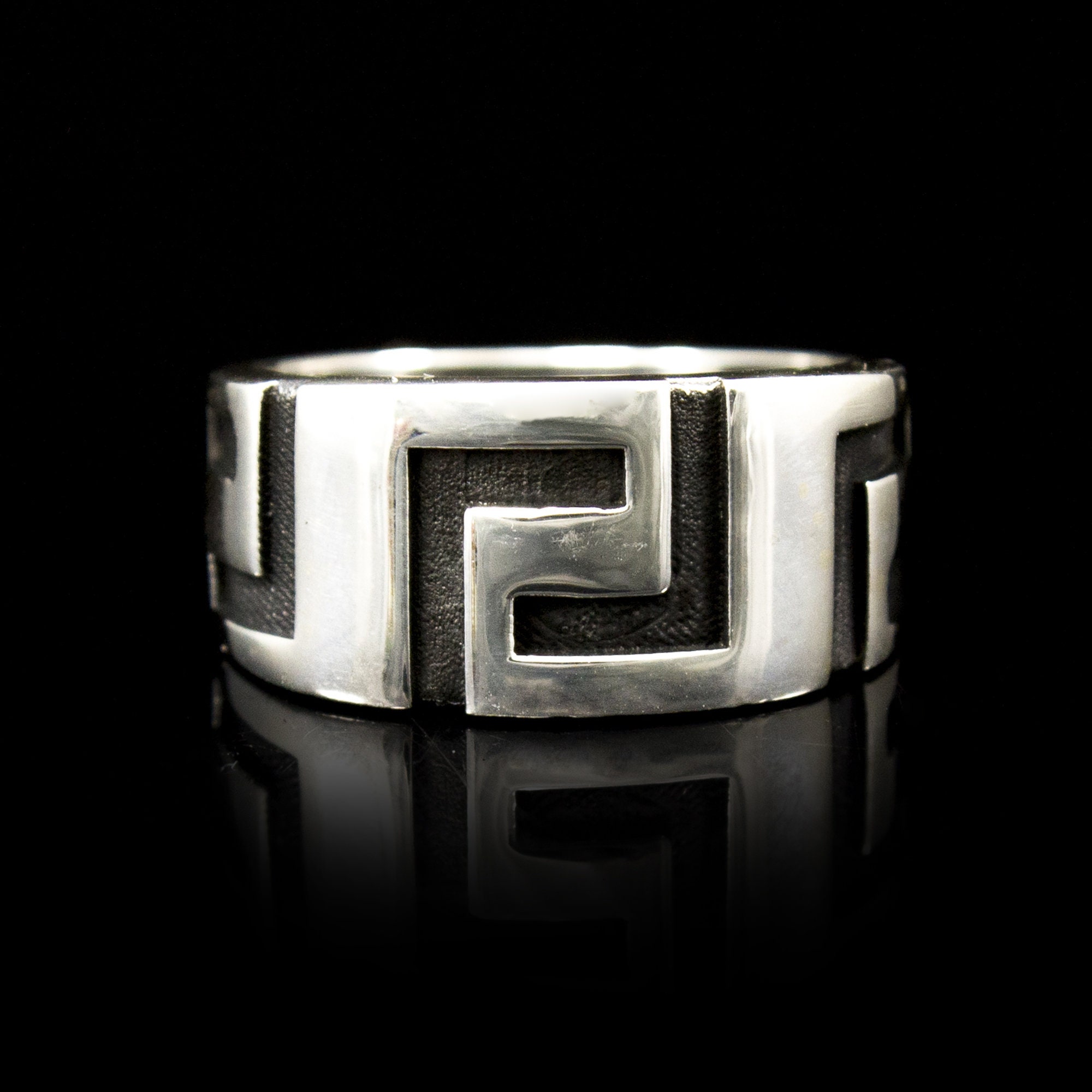 925k Solid Sterling Silver Greek Key Design Ring, Greek Key, Greek Ring ...