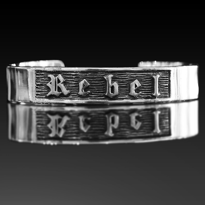 Oxidized Sterling Silver Rebel Cuff Bracelet - Brutalist Viking Bangle ...