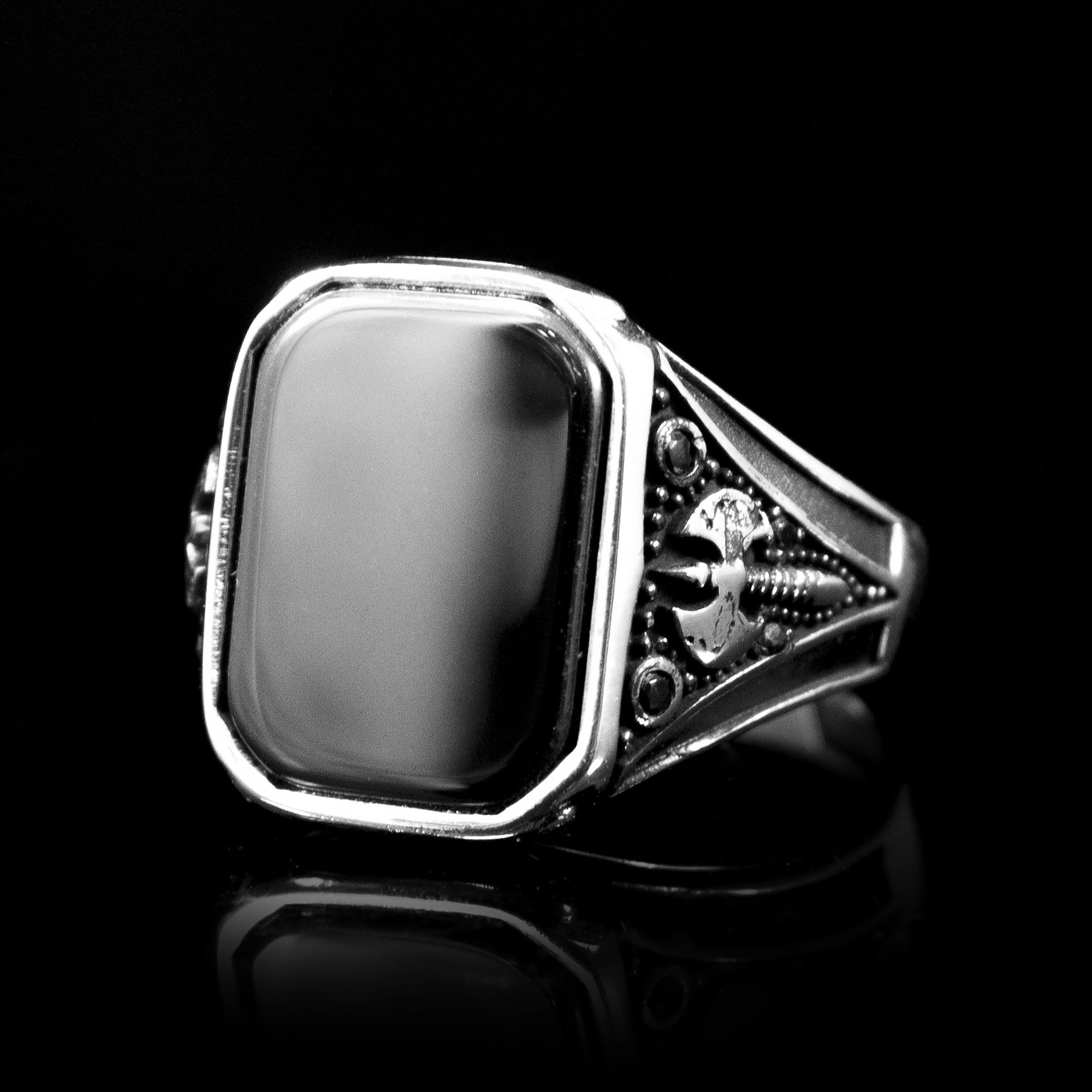 925 Sterling Silver Battle Axe Pattern Rings for Men, Viking Axe Ring, Silver Onyx Ring, Vintage ...