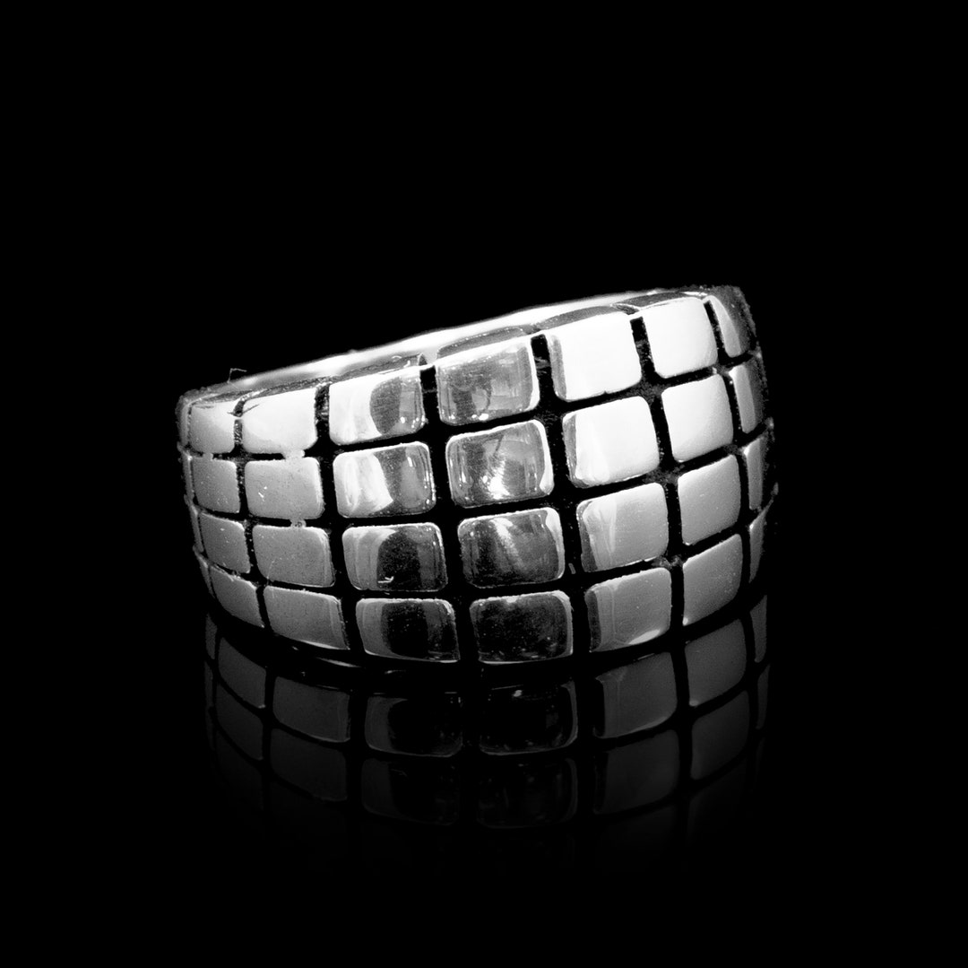 925 Sterling Silver Geometric Mens Ring, Geometric Jewelry, Rectangle ...