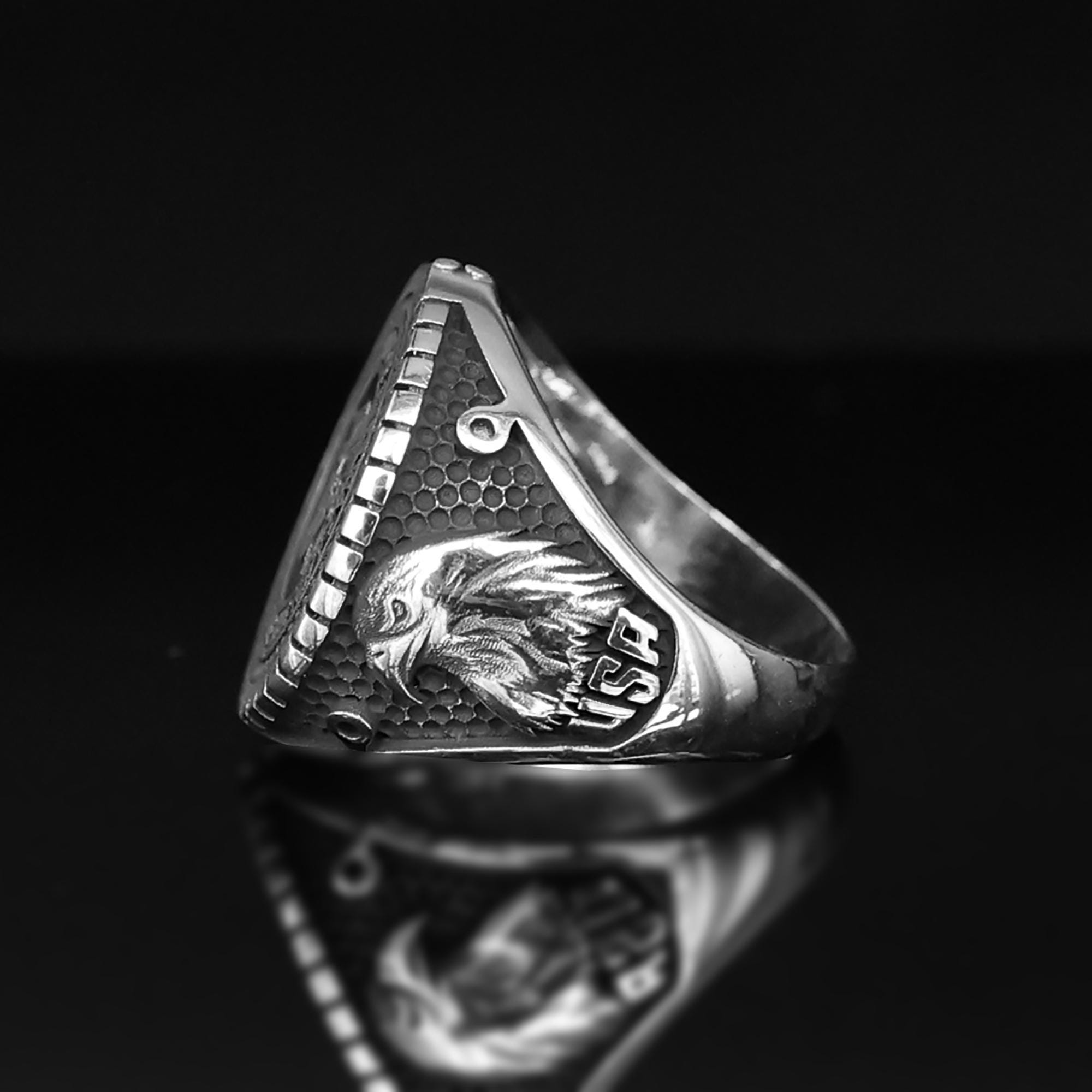 Sterling Silver US Navy Ring: Military Signet, Eagle Shield - Etsy