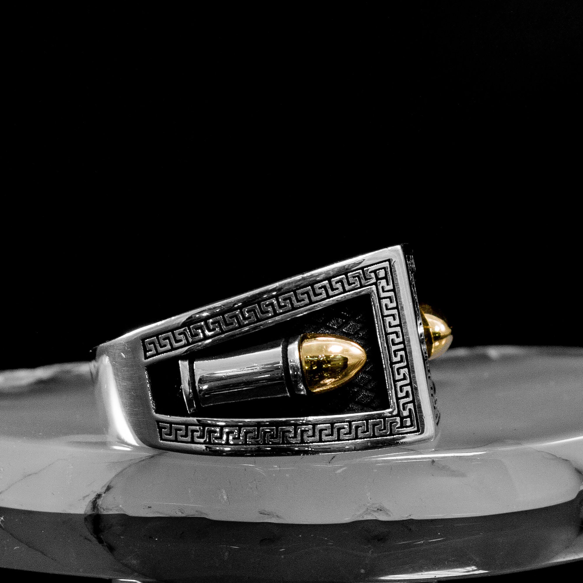 Bullet Ring, Men's Sterling Silver Bronze Bullet Ring, 925K Sterling ...