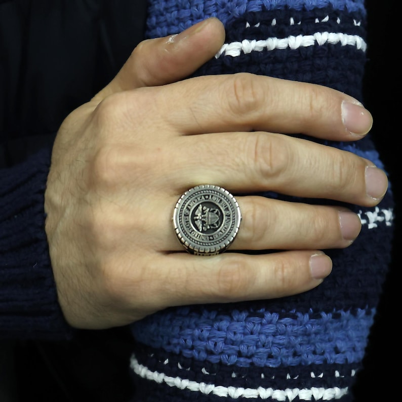 Sterling Silver US Navy Ring: Military Signet, Eagle Shield - Etsy