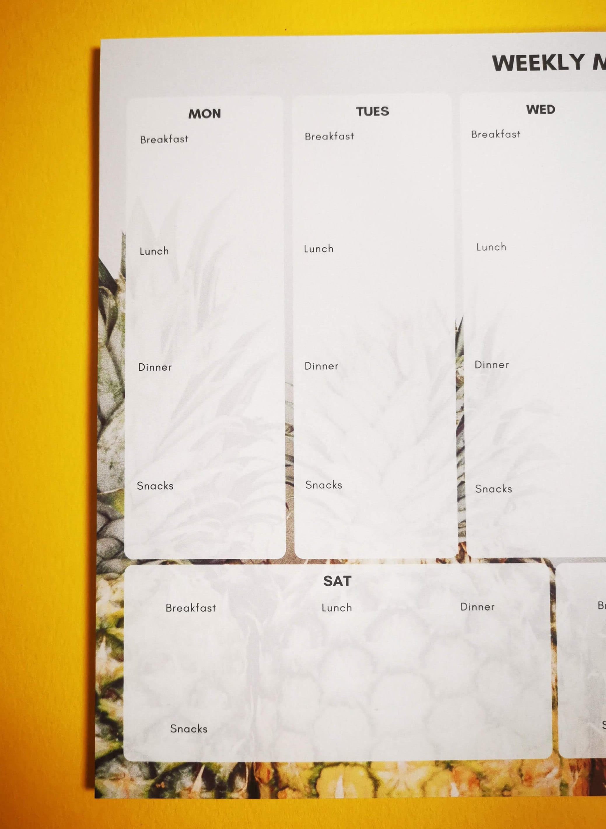 Weekly Meal Planner Planner Pad A4 Notepad to Do List Pineapple Design ...