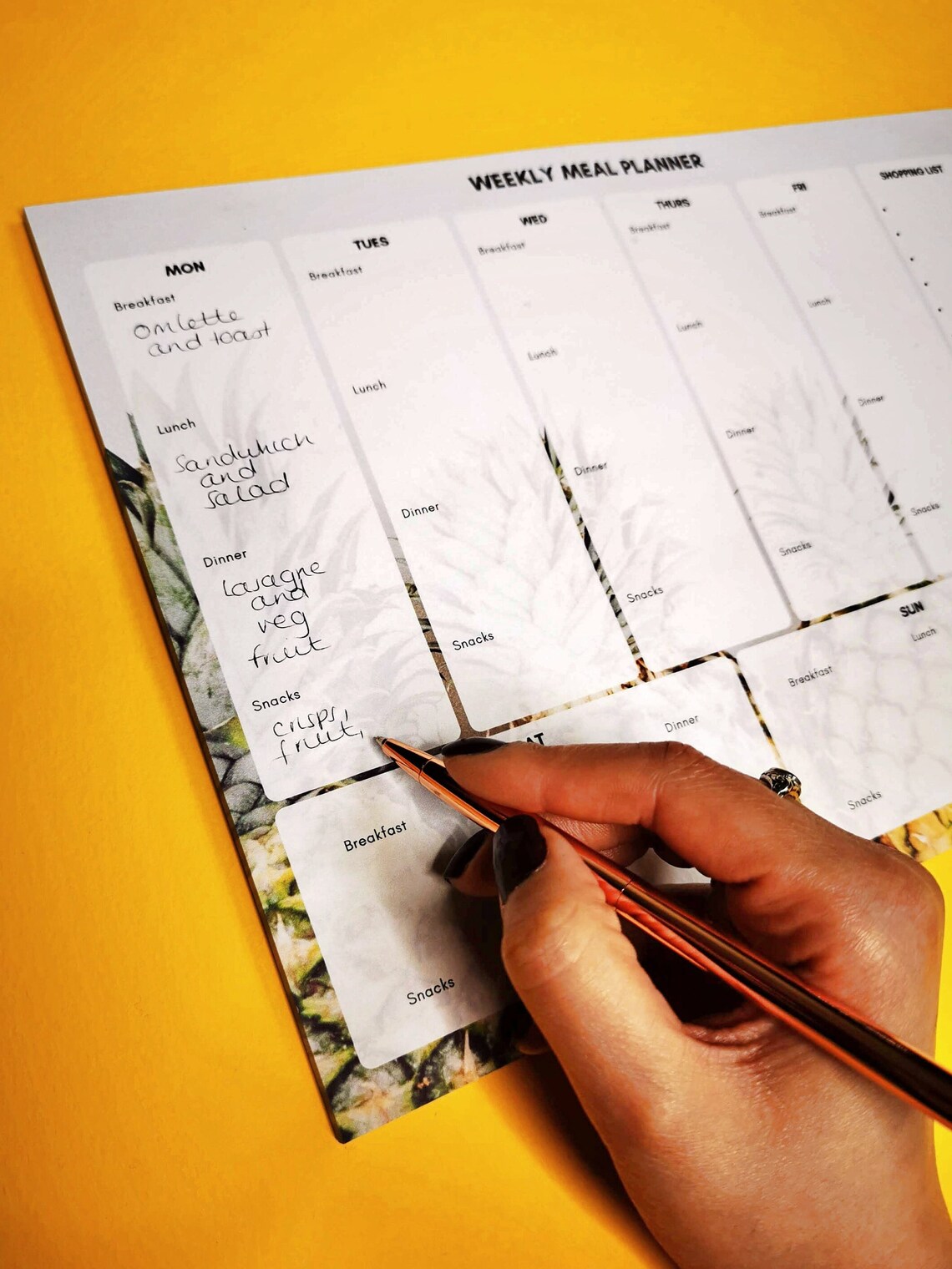 Weekly Meal Planner Planner Pad A4 Notepad to Do List Pineapple Design ...