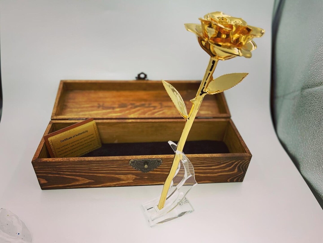 Real Gold Dipped Rose in Custom Keepsake Chest - Etsy