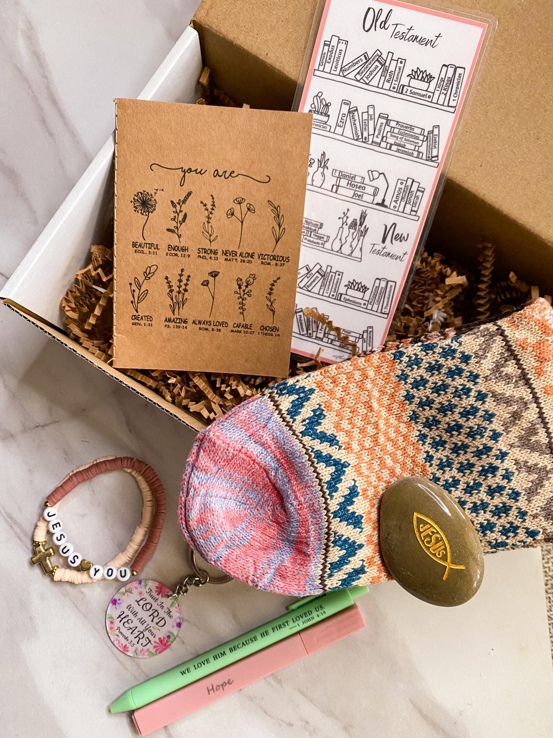 Faith Gift Box: Bible Study Prayer Package With Socks & Keychain - Etsy