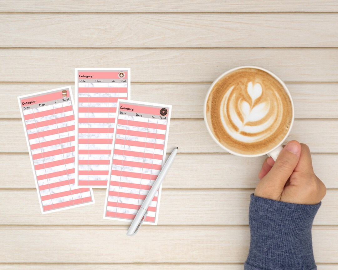 Cash Envelope Tracker Printable - Coffee Donut Marble | Cash Tracking ...