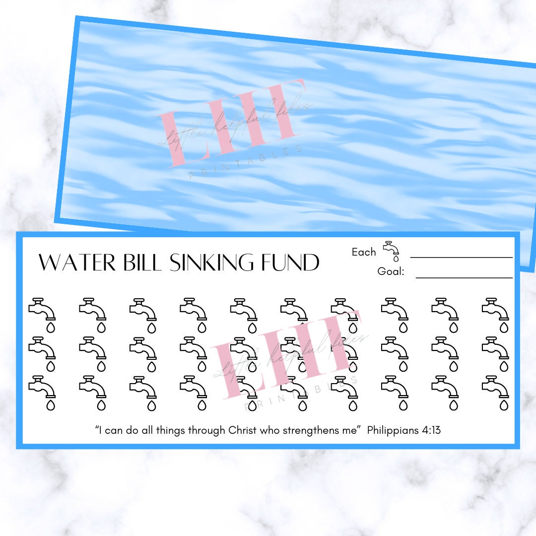 A6 Water Bill Tracker | Water Bill Sinking Fund | Water Bill Bible ...