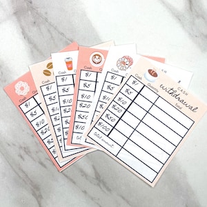 Cash Breakdown Slips Printable - Coffee & Donut Set of 6 | Teller Slips ...