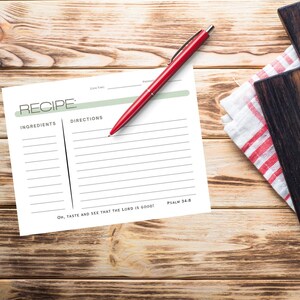 Recipe Cards O Taste & See Bible Verse | Minimalist Recipe Card ...