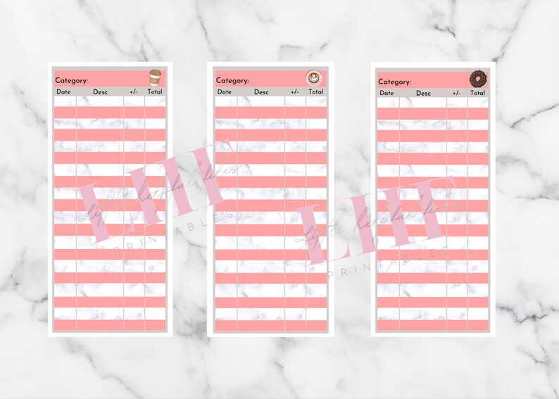 Cash Envelope Tracker Printable Coffee Donut Marble Cash | Etsy