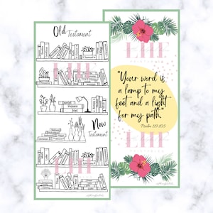 Bible Bookshelf Reading Tracker Bookmark | Bookshelf Bible Tracker ...