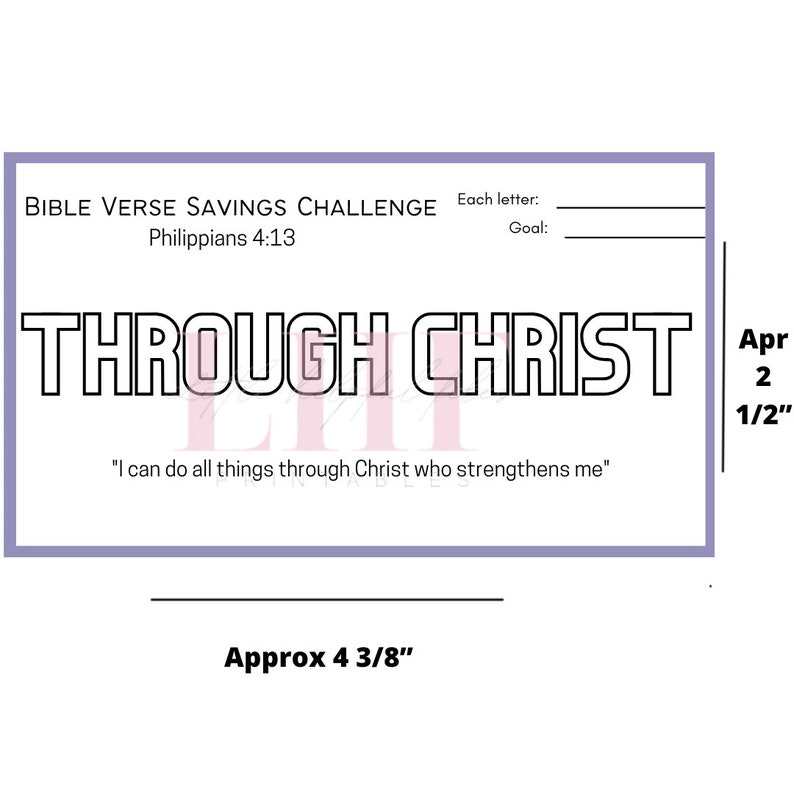 A7 Bible Verse Savings Challenge Through Christ Cash - Etsy