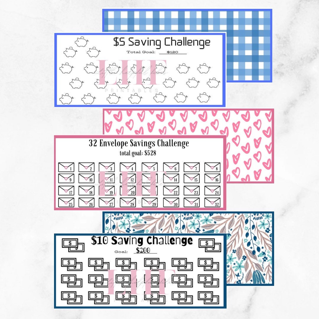 A6 Savings Challenge Dollar Increments Bundle | Money Saving Tracker ...